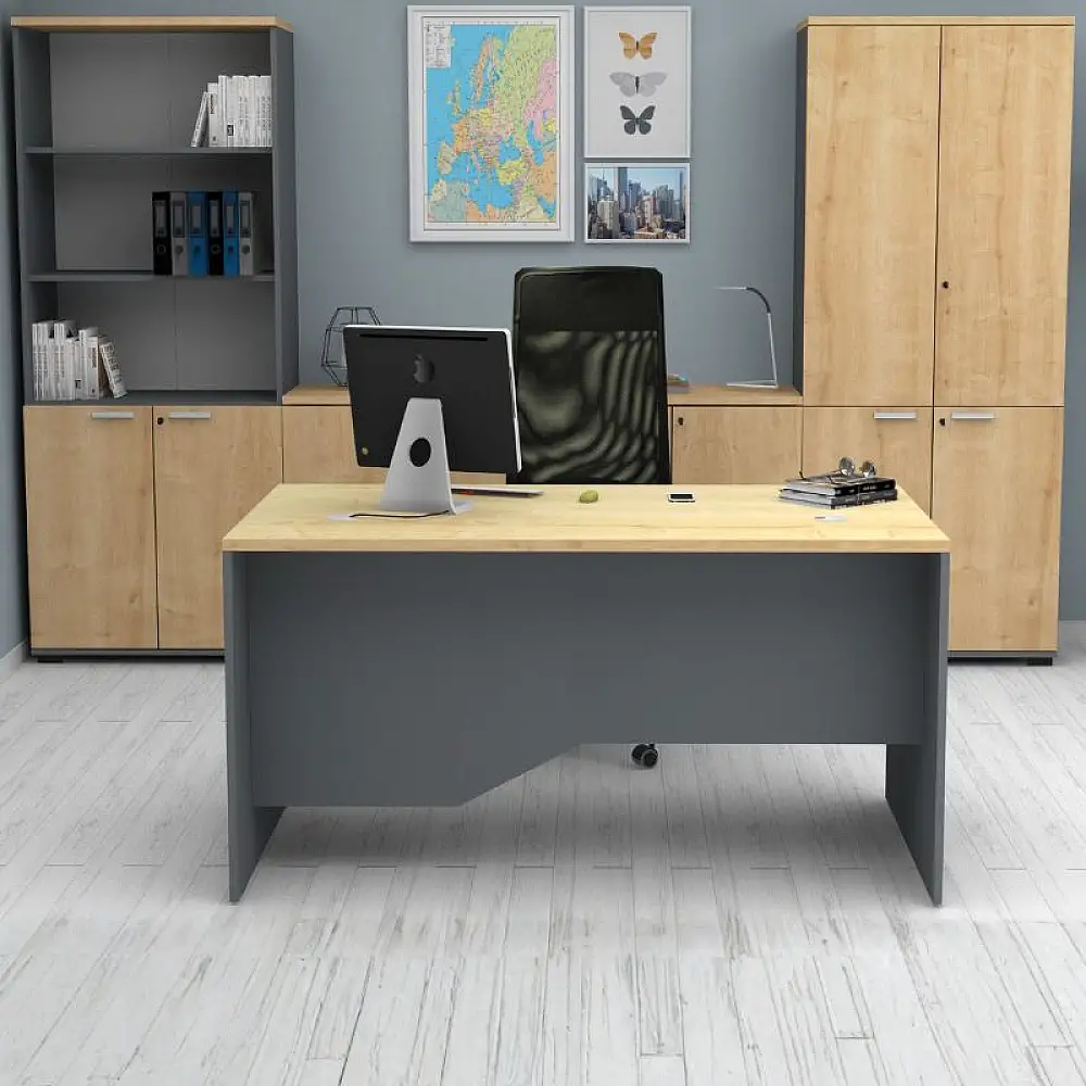 Γραφείο επαγγελματικό Venturo Megapap χρώμα ανθρακί - φυσικό οξιάς ...