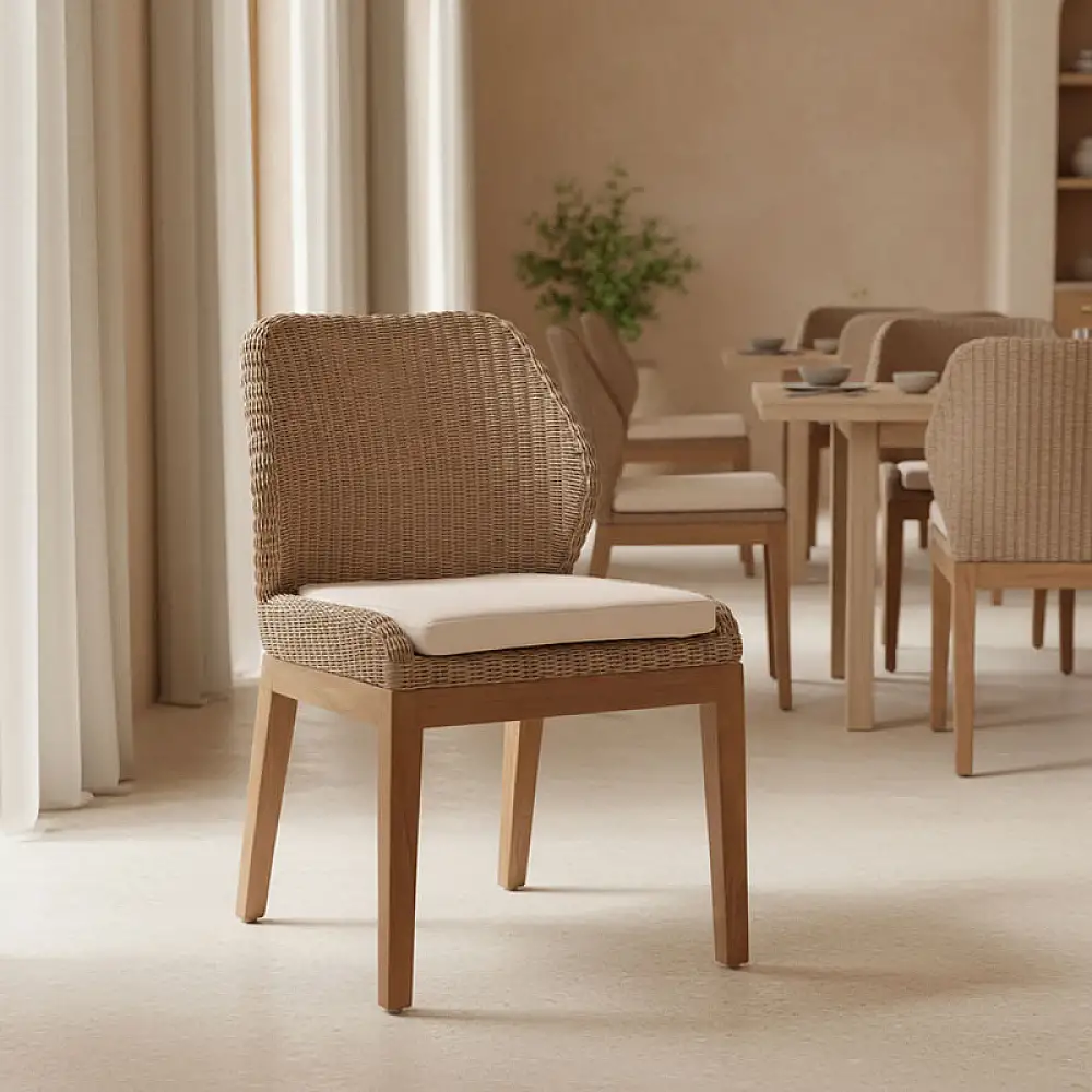 Καρέκλα Swinton pakoworld σκελετός αλουμινίου με teak πόδι σε φυσική ...